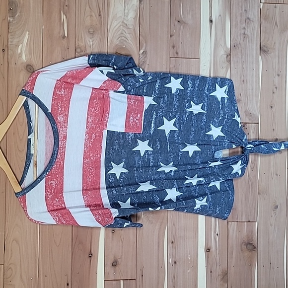 Hopely | Tops | Hopely Shortsleeve Top Size L Red White Blue Stars Stripes July 4th | Poshmark